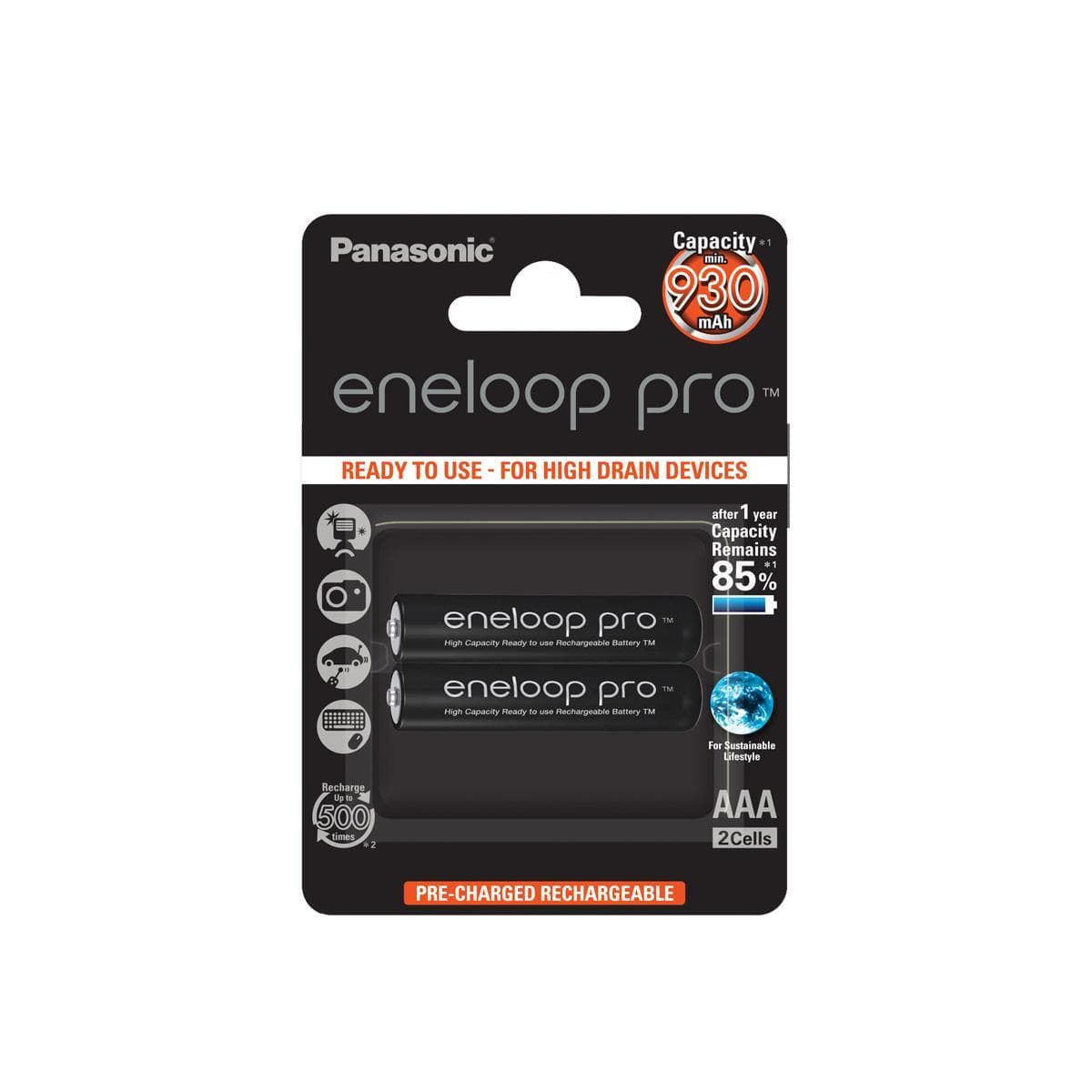 Panasonic eneloop AAA/HR03, 930 mAh, ladattavat paristot Ni-MH, 2 kpl ...