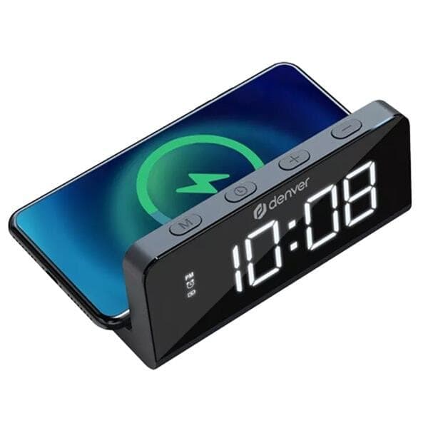 Denver herätyskello ECQ-103MK2, jossa on langaton lataus ja LED-näyttö - Gigantti verkkokauppa