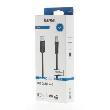 HAMA Cable USB 2.0 480 Mbit/s 3m Black - Gigantti verkkokauppa