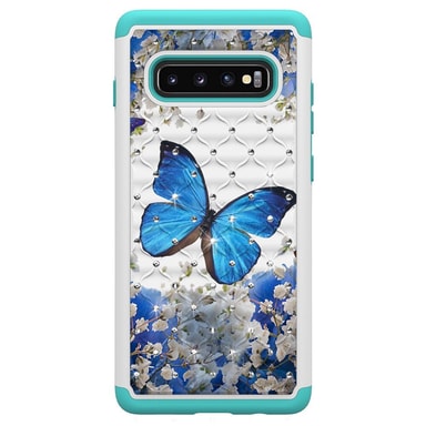 Samsung Galaxy S10+ Pattern PC TPU-puhelimen kuori - sininen perhonen ...