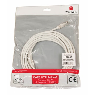 TRIAX Nettikaapeli CAT6 UTP PVC 5.0m Valkoinen - Gigantti verkkokauppa