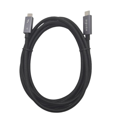 NÖRDIC 2m Thunderbolt 4 USB-C kaapeli 40Gbps 100W lataus 8K video ...