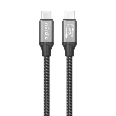 NÖRDIC 50 cm USB4 USB-C–C nylonpunoskaapeli PD3.1, 240 W pikalataus 40G 8K60Hz 4K120Hz 5K60Hz ...