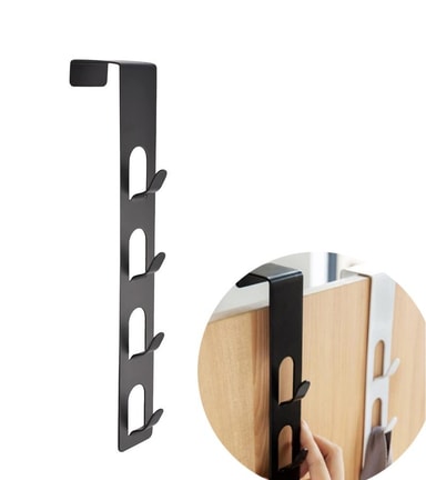 304 ruostumaton teräs, ei lävistettävää oven ripustin, 4-koukku Musta ...