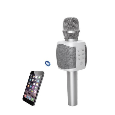 Karaoke-mikrofoni ja kaiuttimet 2-in-1, hopea - Gigantti verkkokauppa