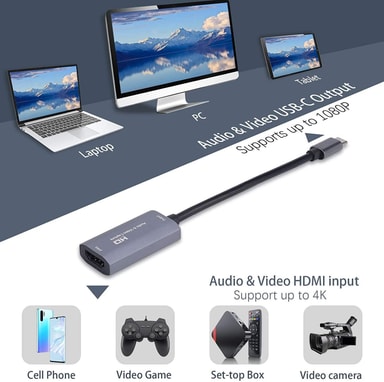 Video Capture Card / USB-C-HDMI-yhteensopiva sovitin - Gigantti ...