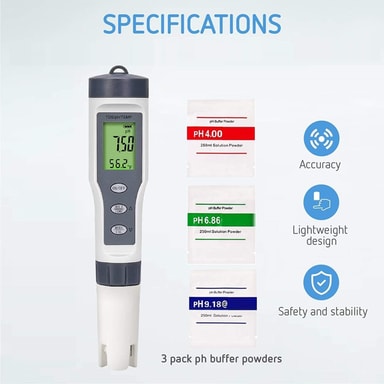 3-in-1 Digitaalinen vesimittari pH-arvo, TDS ja lämpötila - Gigantti ...