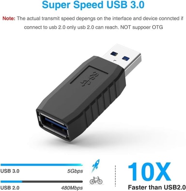 NÖRDIC USB-liitin uros-naaras USB 3.1 Type A -sovitin Superspeed 5 Gbps ...