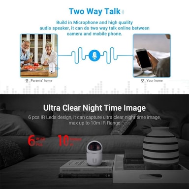 WiFi IP-kamera Liiketunnistin Langaton kaksisuuntainen ääni Night ...