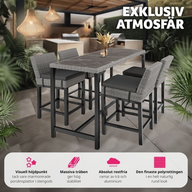 Puutarhapöytä ja tuolit | Baaripöytä Lovas ja 4 baarituolia Latina ...