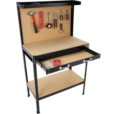 Työpöytä, jossa on tappitaulu ja laatikko - 81 x 41 x 145 cm - Gigantti ...