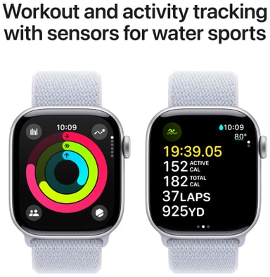 Apple Watch S10 42mm GPS (hopea alumiini/sinertävä Sport Loop ...
